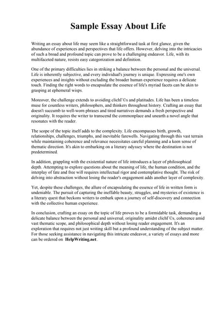 Sample Essays About Life.pdf | Educational Assessment | Education
