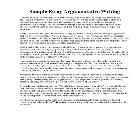 Sample Essay Argumentative Writing | PDF | Education industry | Industries