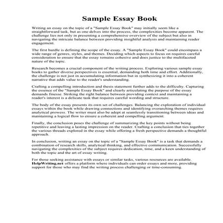 Sample Essay Book | PDF