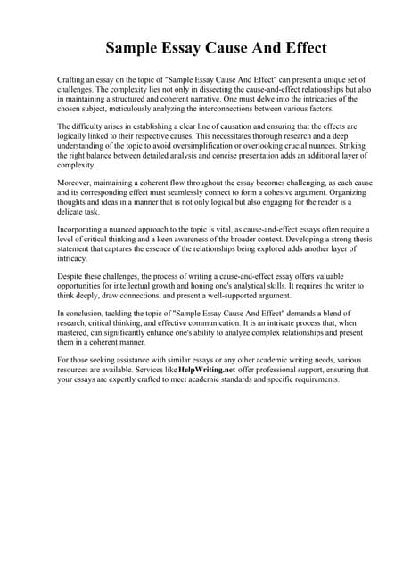 Cause And Effect Essay Example College.pdf