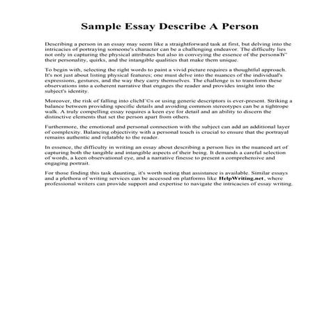 Sample Essay Describe A Person | PDF