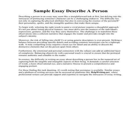 Sample Essay Describe A Person | PDF | Politics