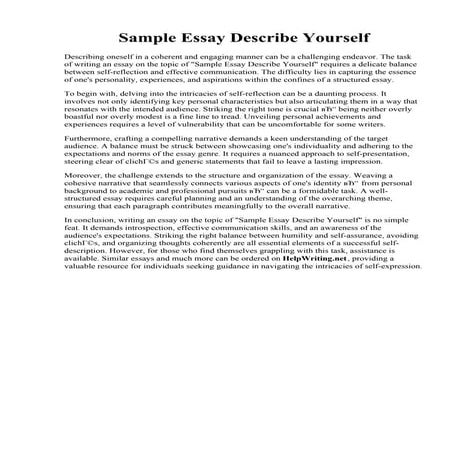 Writing A Essay About Yourself | PDF