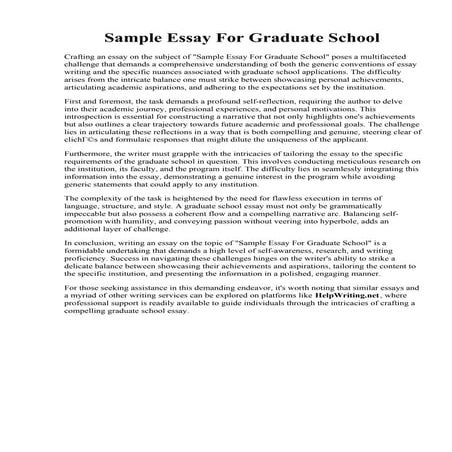 Sample Essay For Graduate School | PDF