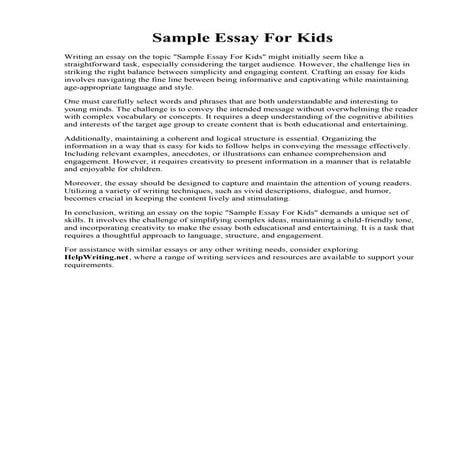 Sample Essay For Kids | PDF