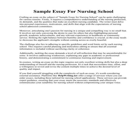 Sample Essay For Nursing School | PDF