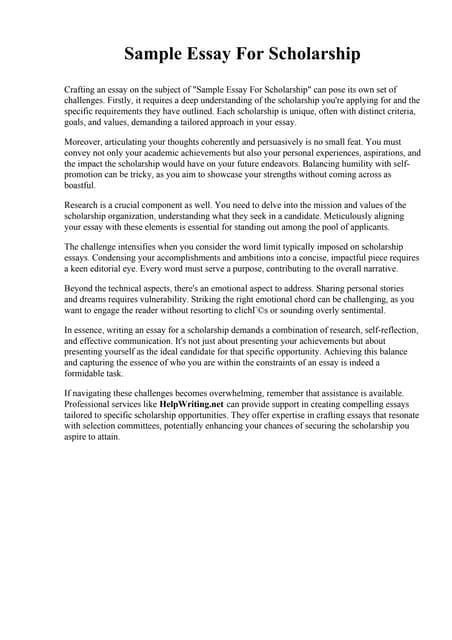 Write A Scholarship Essay | PDF