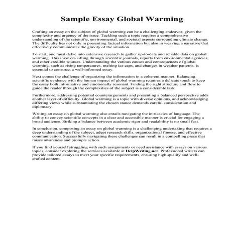 Sample Essay Global Warming. Pearl River Community College | PDF ...