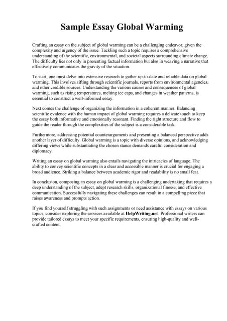 Global Warming Essay Conclusion | PDF | Environment | Science