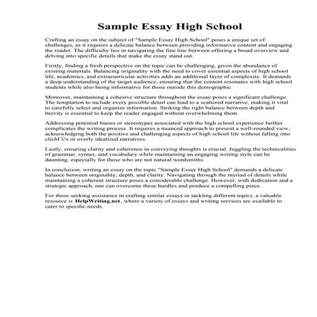 Sample Essay High School. FREE 8 School Essay Samples in MS Word PDF ...