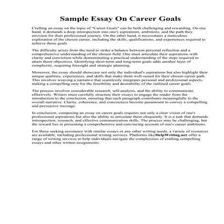 Sample Essay On Career Goals.pdfSample Essay On Career Goals. College ...
