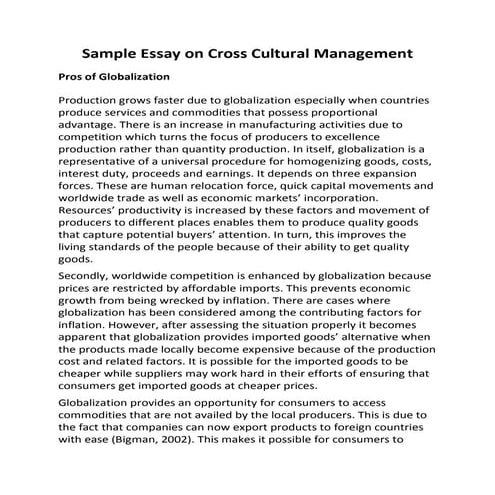 Cross Cultural Management | DOCX