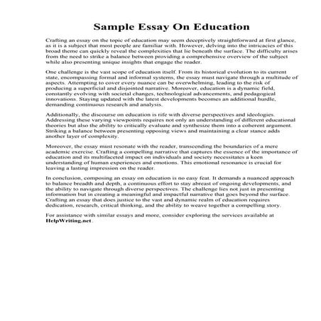 Sample Essay On Education Free 16 Argumentative Writing Samples Amp