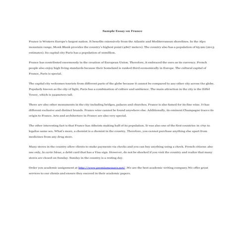 Sample essay on france | PDF