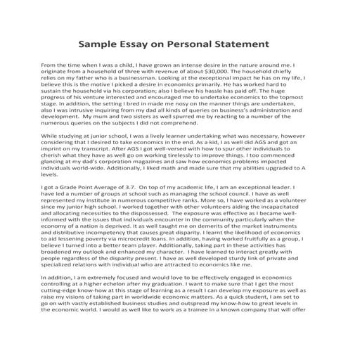 Sample essay on personal statement | PDF