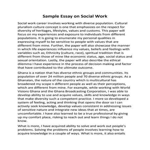 Sample essay on social work | PDF