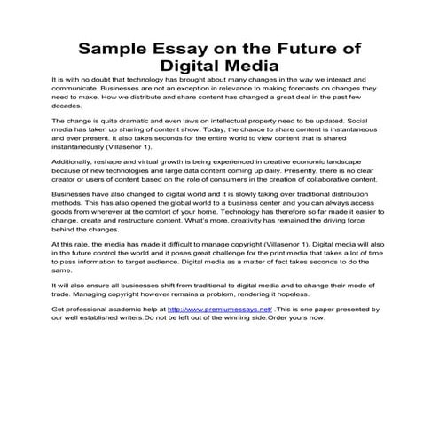 Sample essay on the future of digital media | PDF