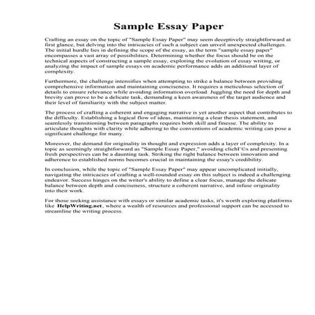 Sample Essay Paper | PDF