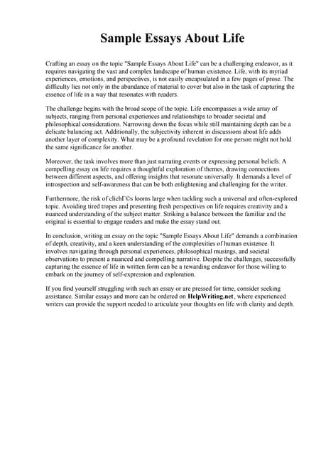 Sample Of Essay About Life.pdf