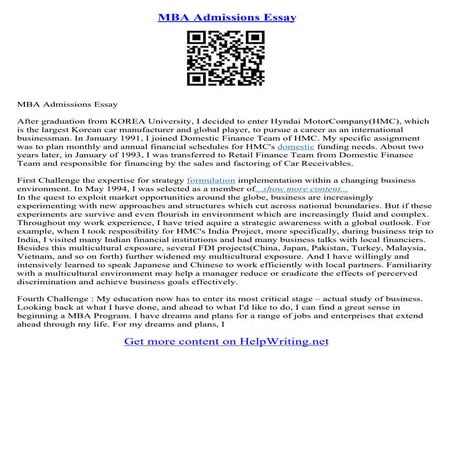 Sample Essays For Mba | PDF