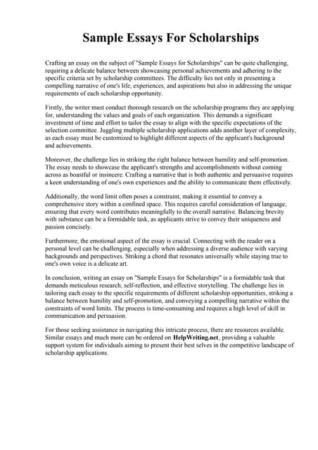 Write A Scholarship Essay | PDF
