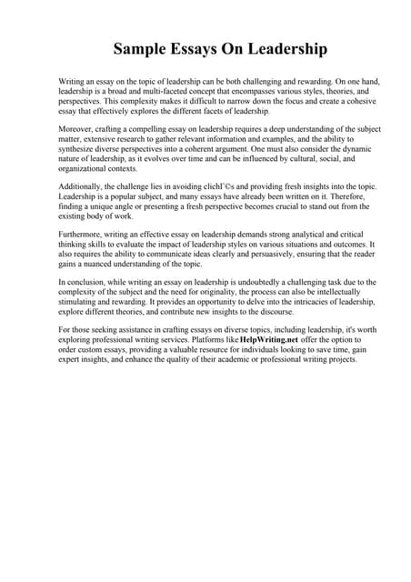 Leadership Essay Ideas | PDF