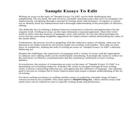 Sample Essays To Edit. EDITING SAMPLE ESSAY Recording 1 - YouTube | PDF