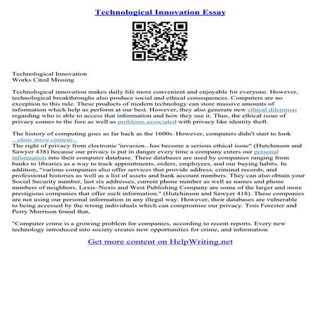 Sample Essay Technology | PDF | Technology Industry | Industries
