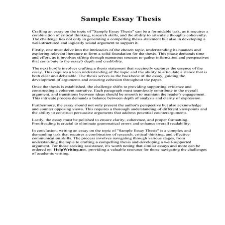 Sample Essay Thesis | PDF