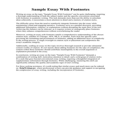 Sample Essay With Footnotes. How To Footnote Essay | PDF | Reproductive ...
