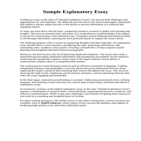 Sample Explanatory Essay.pdf | Homework and Study | Education