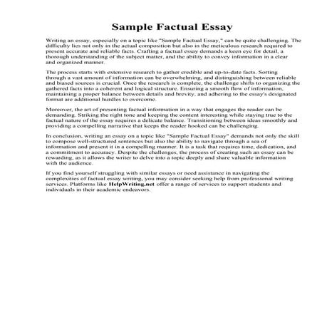 Sample Factual Essay. PDF Writing Factual Report: A Potential Way To ...