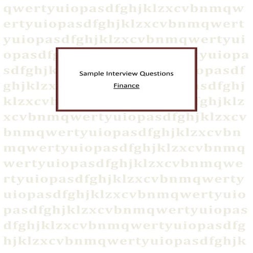 Sample finance interview questions | PDF