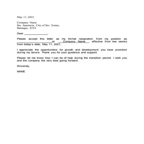 Sample formal resignation-letter | PDF