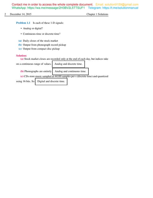 Solutions for Exercises in Signals and Systems by Oktay Alkin | PDF