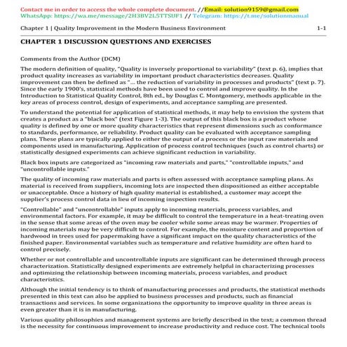 Sample for Solution Manual Introduction to Statistical Quality Control 8th Edition by Montgomery ...