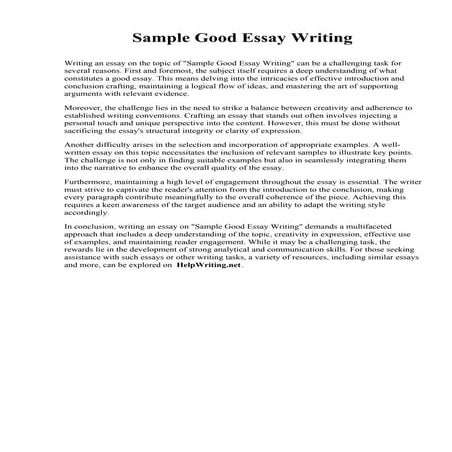 Sample Good Essay Writing. Victoria College | PDF