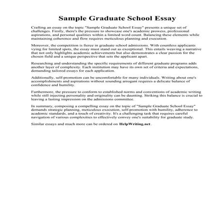 Sample Graduate School Essay | PDF