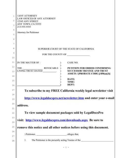 Sample California revocable living trust with spendthrift provision | DOC