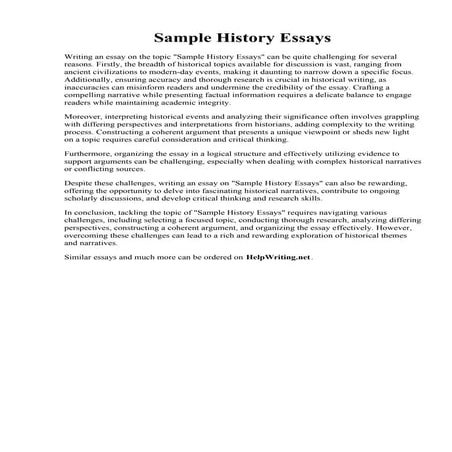 Sample History Essays. 009 Essay Example How To Write History ...