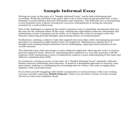 Sample Informal Essay | PDF