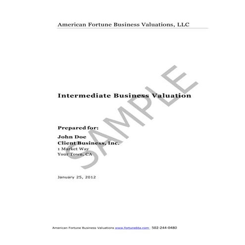 Valuation Report Sample | PDF