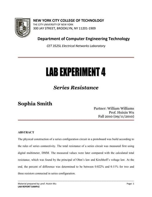 Sample lab-report on verfication of ohms law | PDF | Computer Networking | Computing
