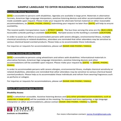 Sample language to offer reasonable accommodations | PDF