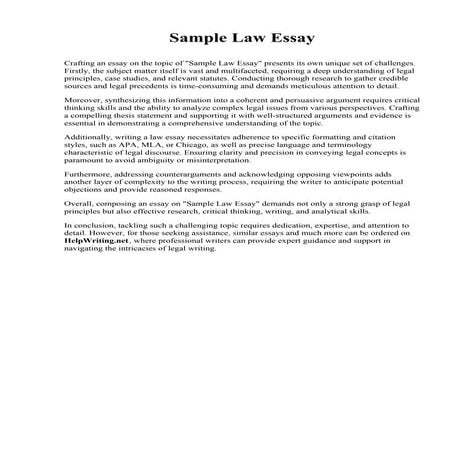 Sample Law Essay. Columbia College Chicago | PDF