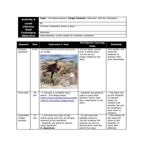 Sample lesson plan short story | DOCX