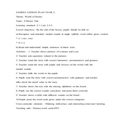 Sample lesson plan year 2 | PDF