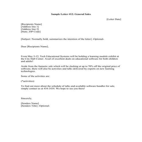 Sample letter | DOC | Business Expos & Conferences | Events