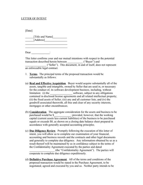 Letter of intent | PDF