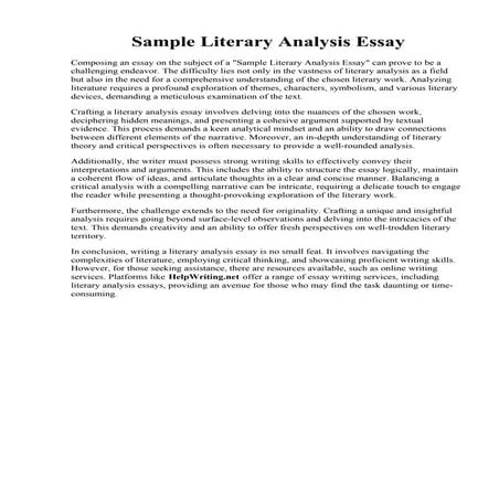 Sample Literary Analysis Essay | PDF